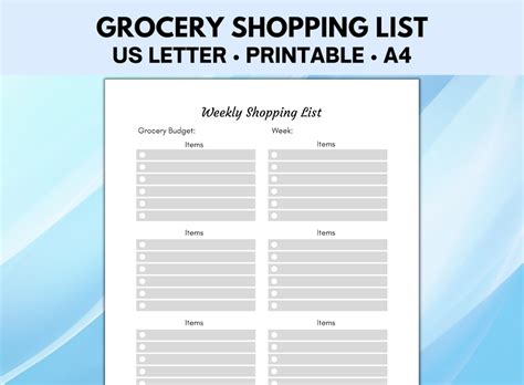 Grocery Shopping List Printable Grocery List Shopping List Fridge