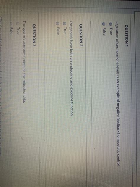 Solved QUESTION 1 Regulation Of Sex Hormone Levels Is An Chegg Com