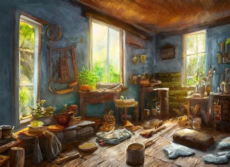 Expressive Rustic Oil Painting Interior View Of A Stable Diffusion