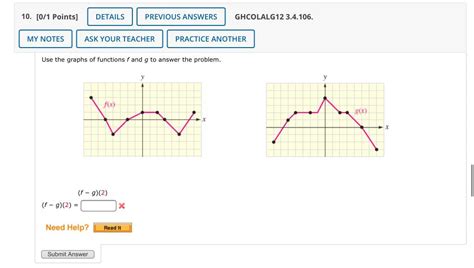 solved use the graphs of functions f and g to answer the