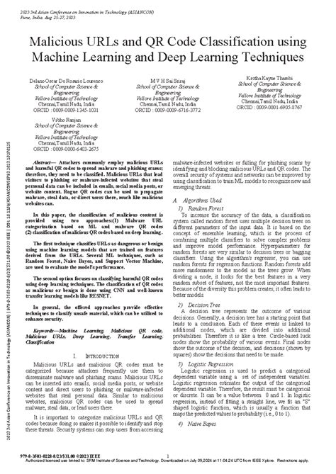 Malicious Urls And Qr Code Classification Using Machine Learning And Deep Learning Techniques