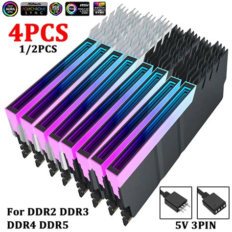 4 1 Ram 방열판 라디에이터 5v 3 핀 Argb Pc 메모리 냉각 조끼 방열판 쿨러 Ddr2 Ddr3 Ddr4 Ddr5 데스크탑 Pc Ram 메모리