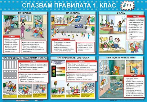 Спазвам правилата Учебно табло по безопасност на движението по пътищата за 1