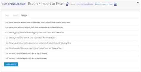 module for export import to excel excel for opencart