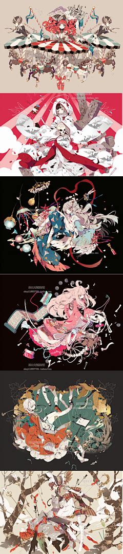 插画二次元 花瓣网陪你做生活的设计师 二次元萌妹mm暗黑系平涂风格 淘宝网