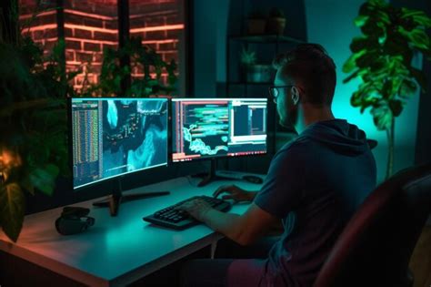 Premium Ai Image Portrait Of A Hacker In A Hoodie Using A Computer At