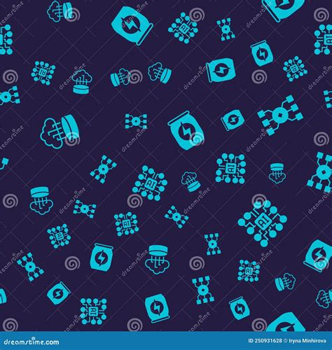 Set Network Cloud Connection Neural Network Energy Drink And On Seamless Pattern Vector Stock