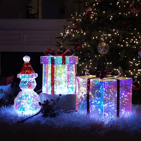 크리스마스 홀로그램 Led 조명 선물상자 친구 선물 눈사람 기념일 에이블리