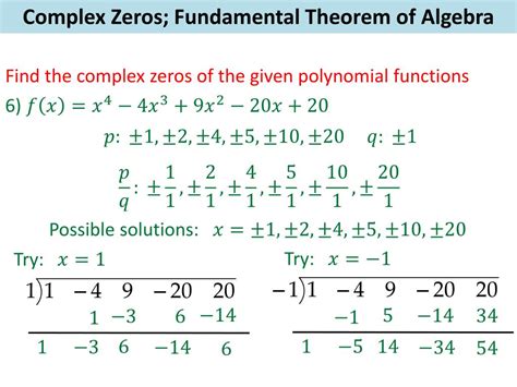 PPT Complex Zeros Fundamental Theorem Of Algebra PowerPoint Presentation ID