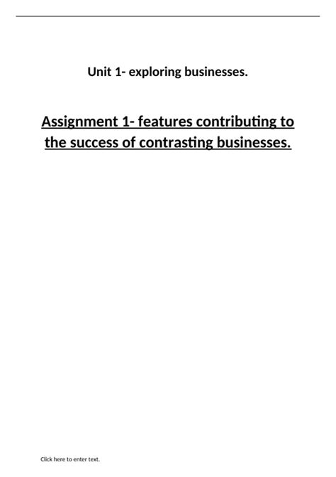 Unit 1 Assignment 1 Exploring Business Unit 1 Exploring Business Stuvia Uk