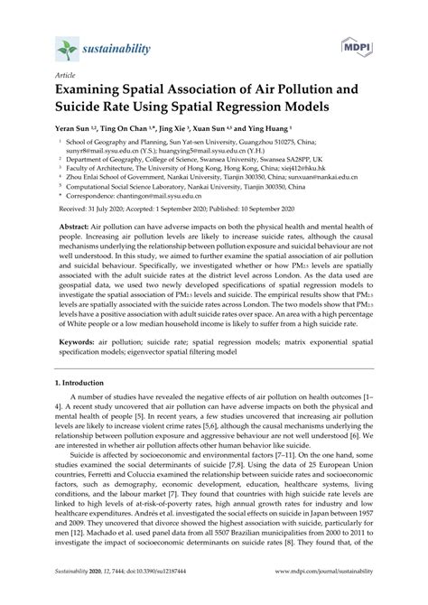 Pdf Examining Spatial Association Of Air Pollution And Suicide Rate