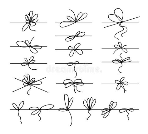 String Bow Icon Line Rope Bows Packaging Cord Knots Knotted Symbol Bowknot Sign Vector Rope