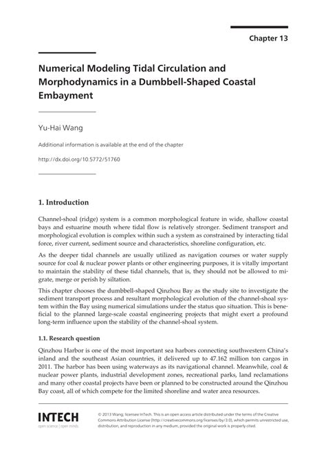 Pdf Numerical Modeling Tidal Circulation And Morphodynamics In A