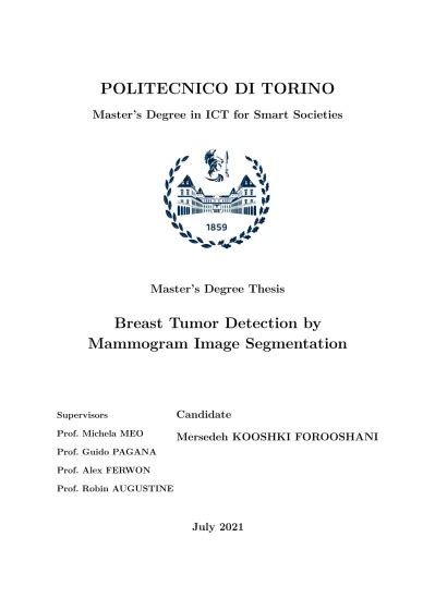 sixth article breast tumor detection by mammogram image segmentation