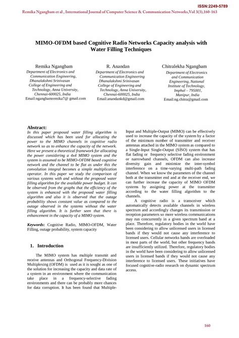 Pdf Mimo Ofdm Based Cognitive Radio Networks Capacity Analysis Documentsvolumes