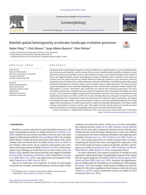Pdf Rainfall Spatial Heterogeneity Accelerates Landscape Evolution Processes