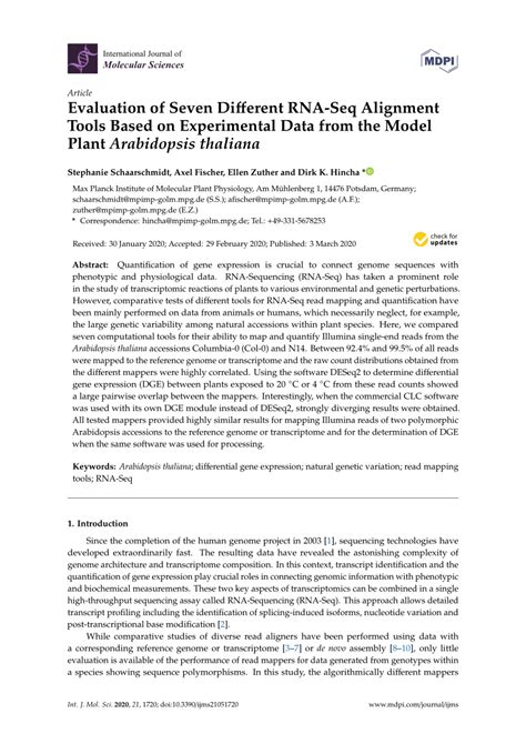 Pdf Evaluation Of Seven Different Rna Seq Alignment Tools Based On Experimental Data From The