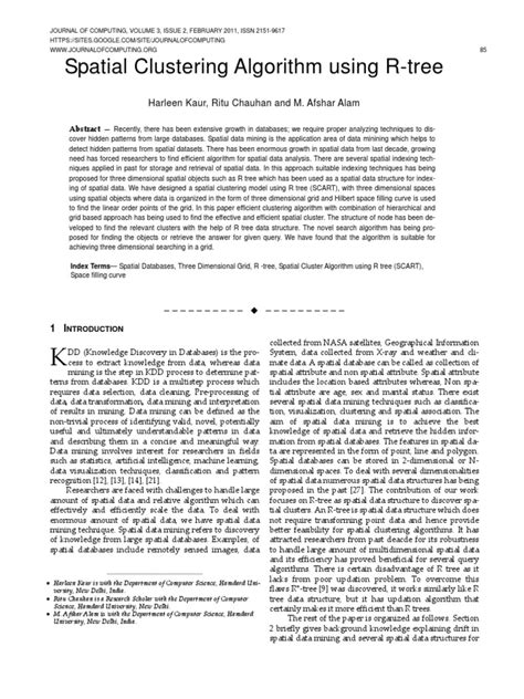 Spatial Clustering Algorithm Using R Tree Pdf Cluster Analysis