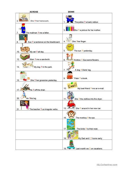 Crossword Puzzle Irregular Verbs English Esl Worksheets Pdf And Doc