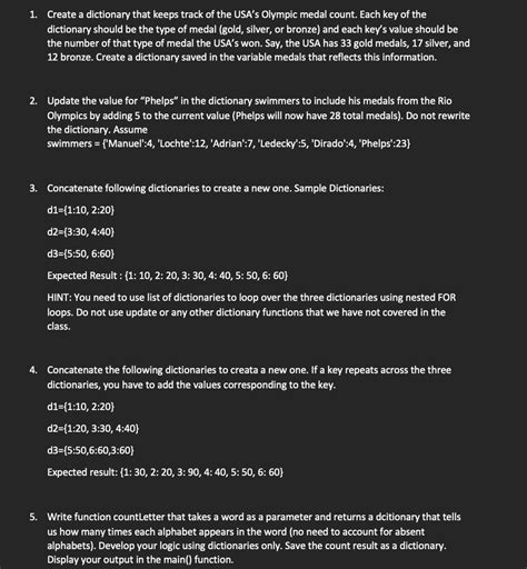 Solved 1 Create A Dictionary That Keeps Track Of The Usas