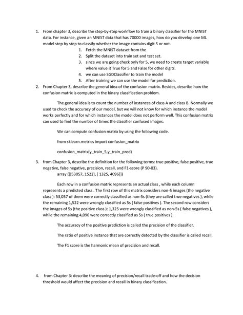 Machine Learning This Assignment Is Based On Image Classification From Chapter Describe