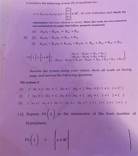 Solved 6 1a Solve The Following System S Of Equations Chegg Com