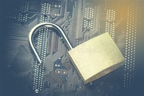 Opened Padlock On Computer Motherboard Internet Data Privacy