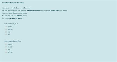 Solved Topic Basic Probability Principles A Box Contains