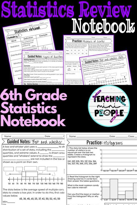 6th Grade Statistics Worksheets Statistic Review Workbook Measure