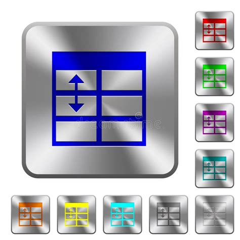 Spreadsheet Adjust Table Row Height Rounded Square Steel Buttons Stock Vector Illustration Of