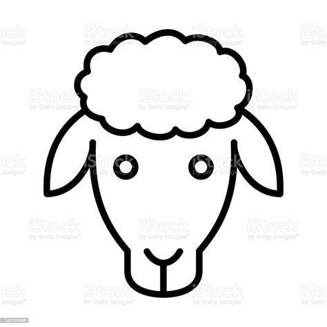 양 양 얼굴 아이콘 로고 디자인 벡터 템플릿 그림 기호 및 기호 픽셀 완벽 라인아트에 대한 스톡 벡터 아트 및 기타 이미지