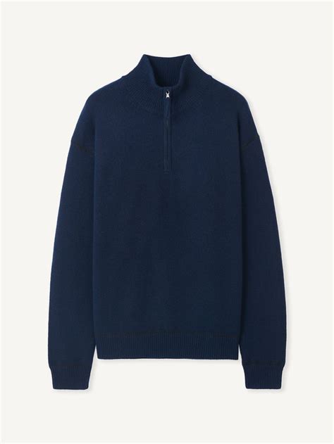 Mens Cashmere Quarter Zip Sweater 2xl Navy Mk241 14791481