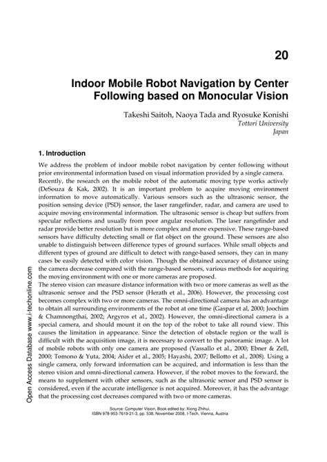 Pdf Indoor Mobile Robot Navigation By Center Following Based On