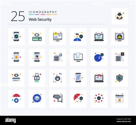 Web Security 25 Flat Color Icon Pack Including Protect Data Keyboard Error Encoding Stock
