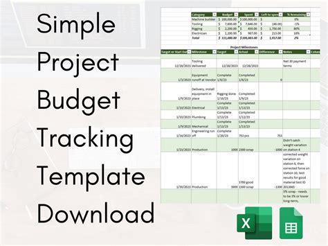 Project Budget Tracking Template Download Etsy