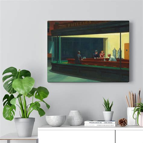 Nighthawks Diner 16x12 Canvas Print Edward Hopper Night Owls
