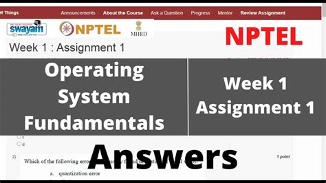 Nptel Operating System Fundamentals Week 1 Assignment Answers Youtube