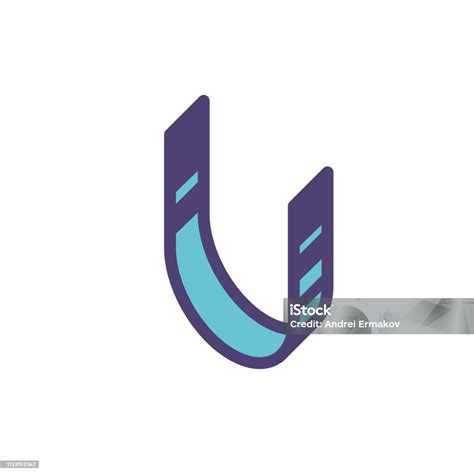 로고 문자 U 벡터의 기호입니다 선형 개요 아이콘입니다 아이소메트리 3d 컬러 대문자 플랫 문자 브랜드 회사 기호는 흰색 배경에 고립 되어 있습니다 알파벳 세트에서