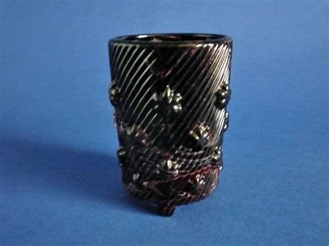 Sowerby Purple Malachite Slag Glass Stars Posy Vase C1877