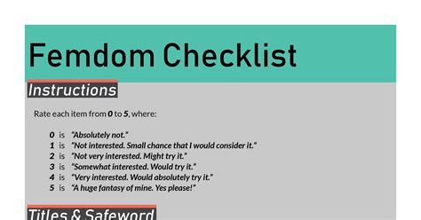 Femdom Checklistpdf Docdroid