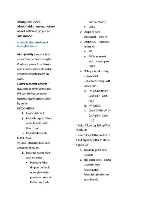 Intangible Asset Notes Intangible Asset Identifiable Non Monetary Asset Without Physical
