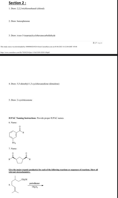 [solved] Help Section 2 1 Draw 2 2 2 Trichloroethanal Chloral 2 Course Hero