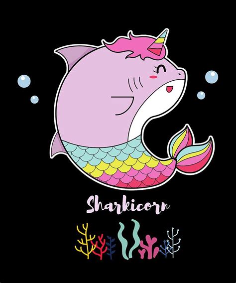 Sharkicorn Cute Rainbow Magical Shark Unicorn Digital Art By Jonathan