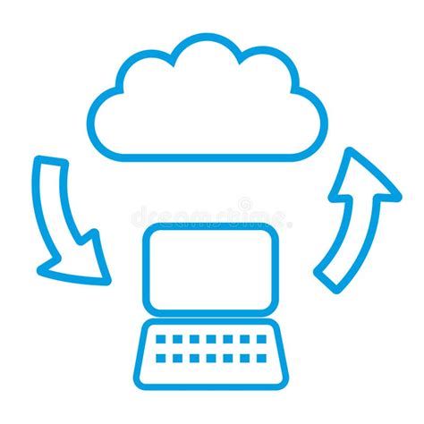 Computer And Cloud With Arrows File Upload And Download Stock Vector Illustration Of Laptop