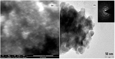 A Sem Image Of Agglomerated Zno Nanoparticles And B Tem Image Of