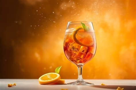 Premium Ai Image Aperol Spritz Summer Drink In Glass With Shadows