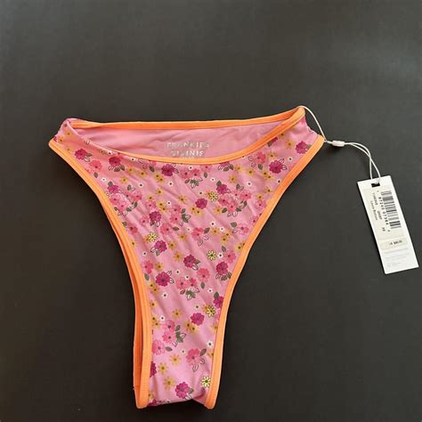 Frankies Bikinis Pink And Orange Floral High Depop