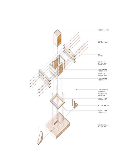 Exploded Axonometric Shuttering Version F2 Rammed Earth