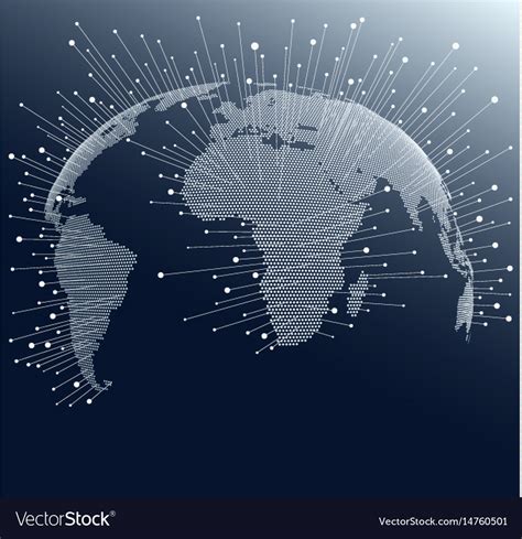 World Map With Dots And Lines Global Network Vector Image