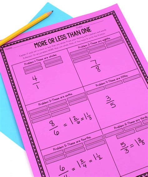 Fractions Greater Than One Worksheet Ashleighs Education Journey